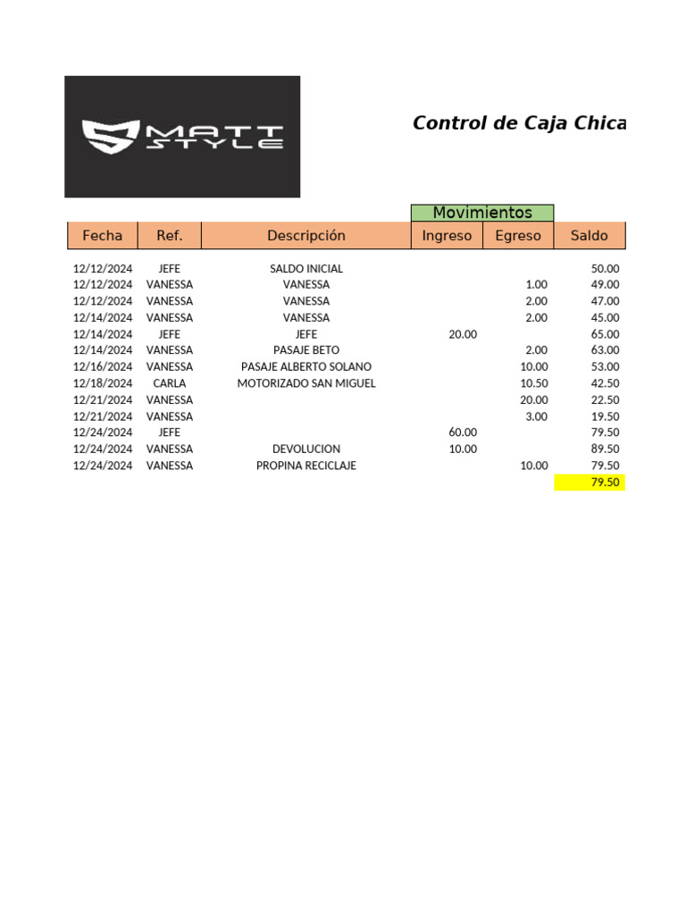 CONTROL DE CAJA CHICA TALLER- DIC 2024 | PDF