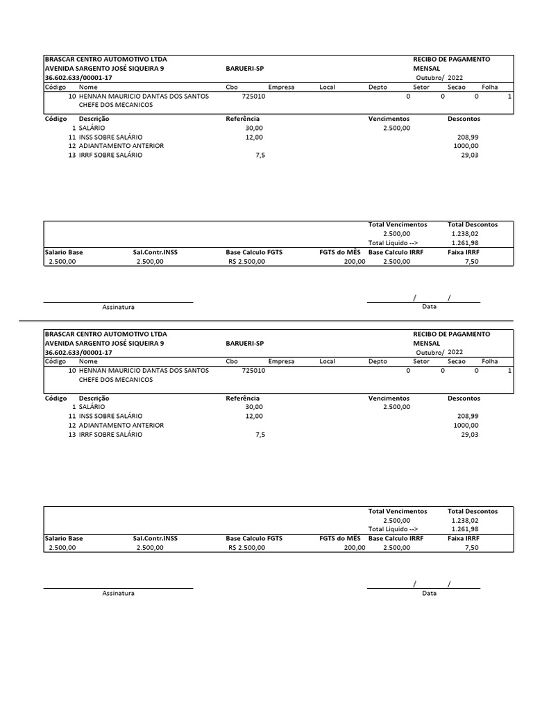 Holerite de Hennan Dantas - 2022 | PDF | Relações entre empregados ...