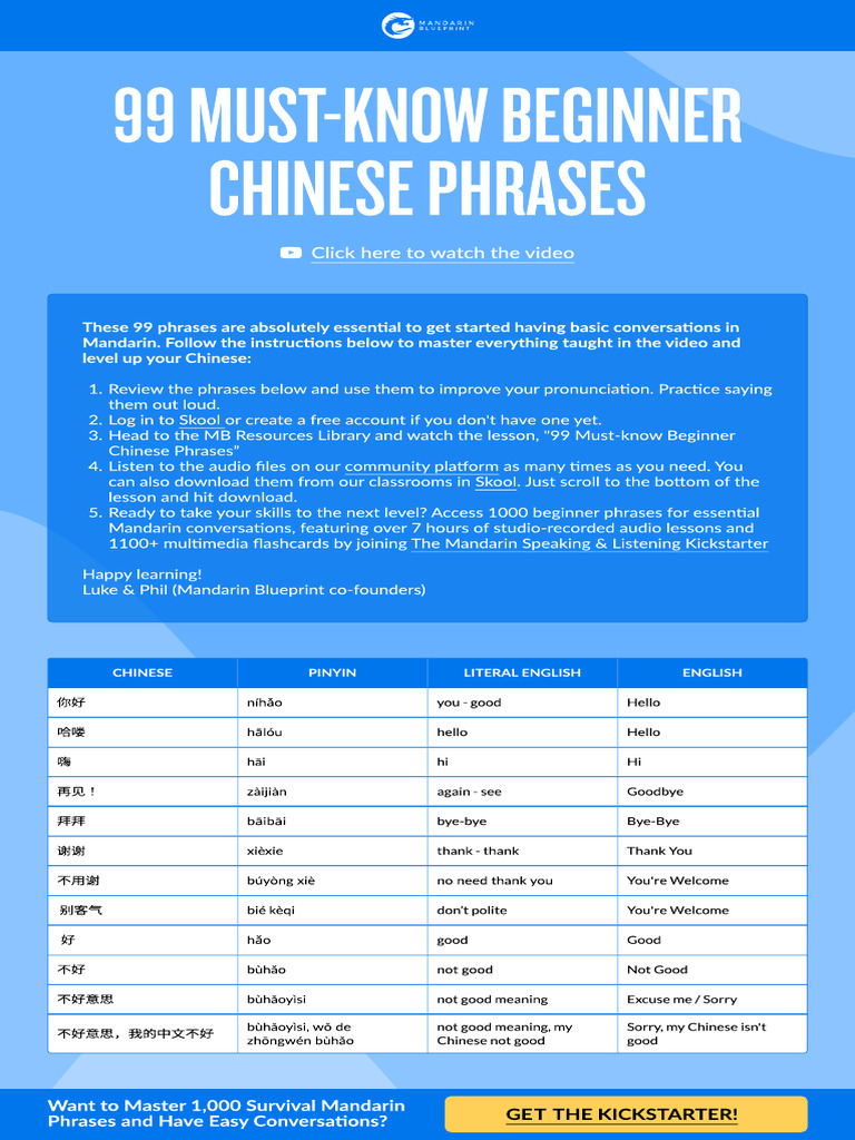 Essential Mandarin Phrases for Beginners | PDF | Linguistics | World ...
