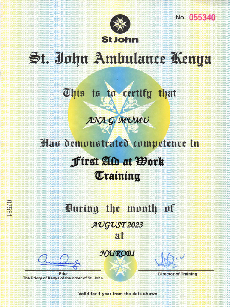 First Aid Certificate | PDF