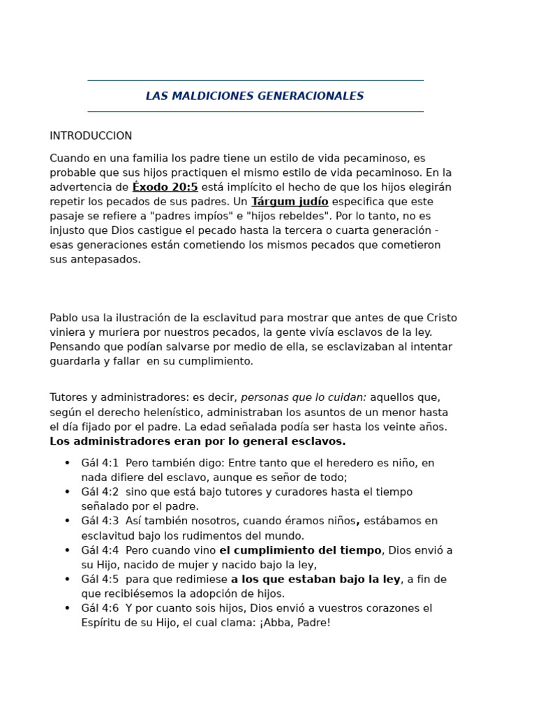 Las Maldiciones Generacionales-1 | PDF | Pecado | Creencia religiosa y ...