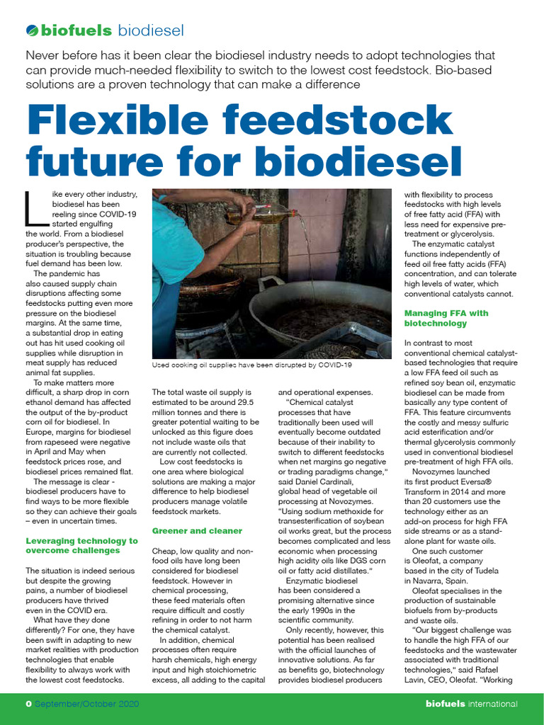 Novozymes - Biodiesel Article - Flexible Feedstock Future For Biodiesel ...