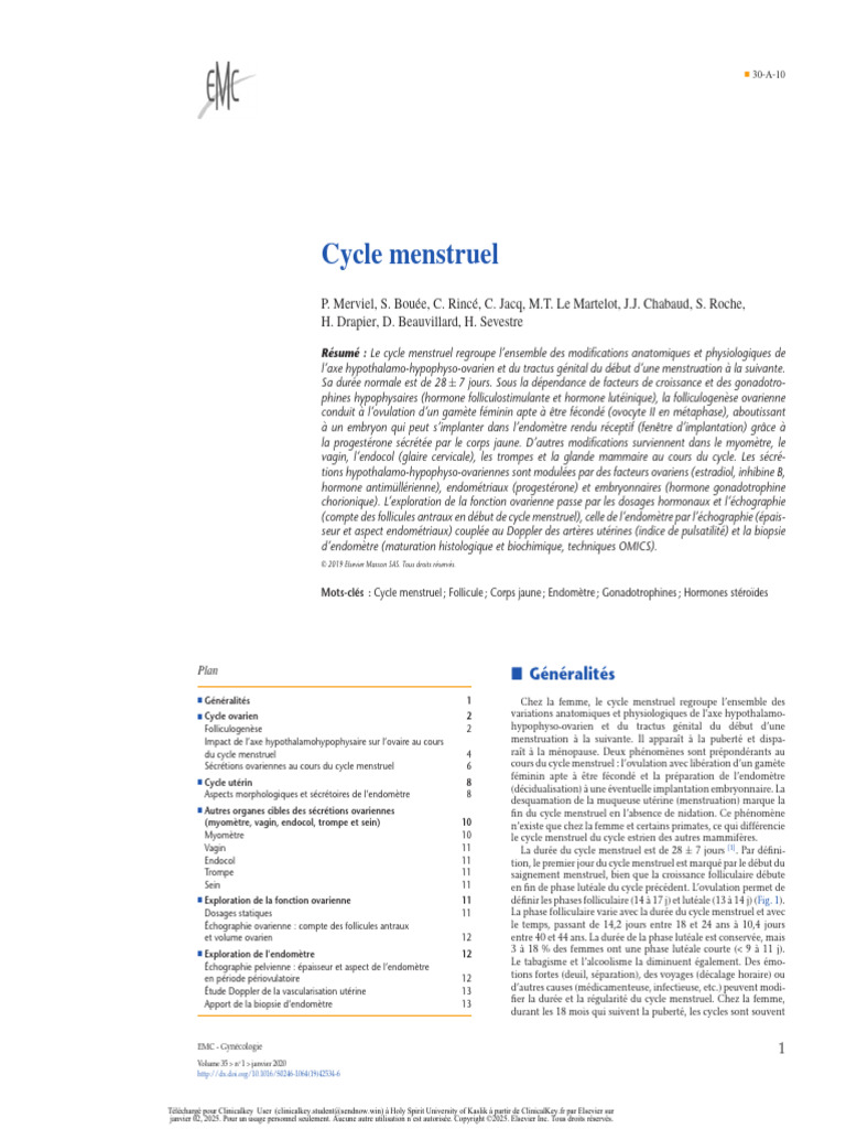 Cycle menstruel et ses mécanismes | PDF | Cycle menstruel | Progestérone