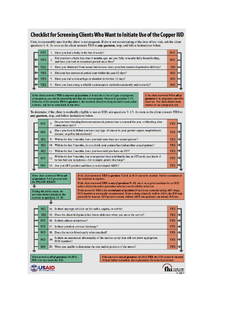 IUCD Eligibility Checklist | PDF