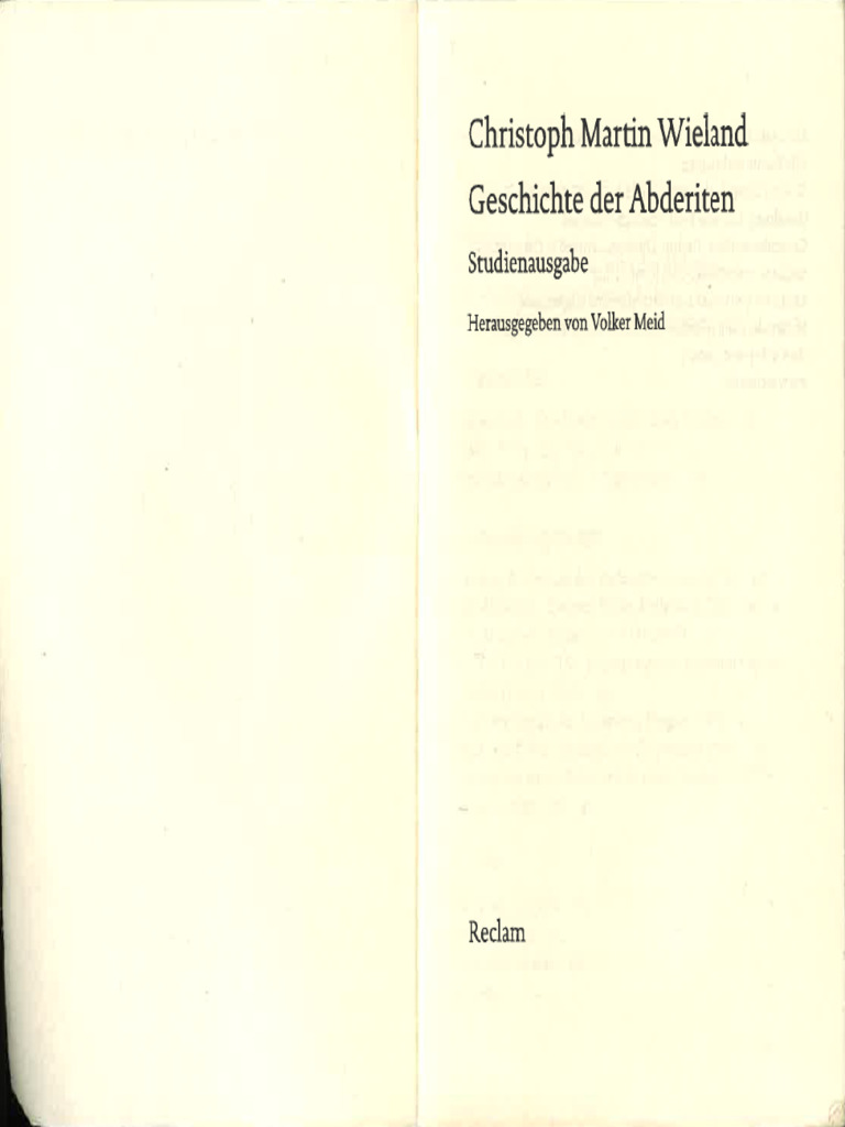 Christoph Martin Wieland - Geschichte Der Abderiten | PDF