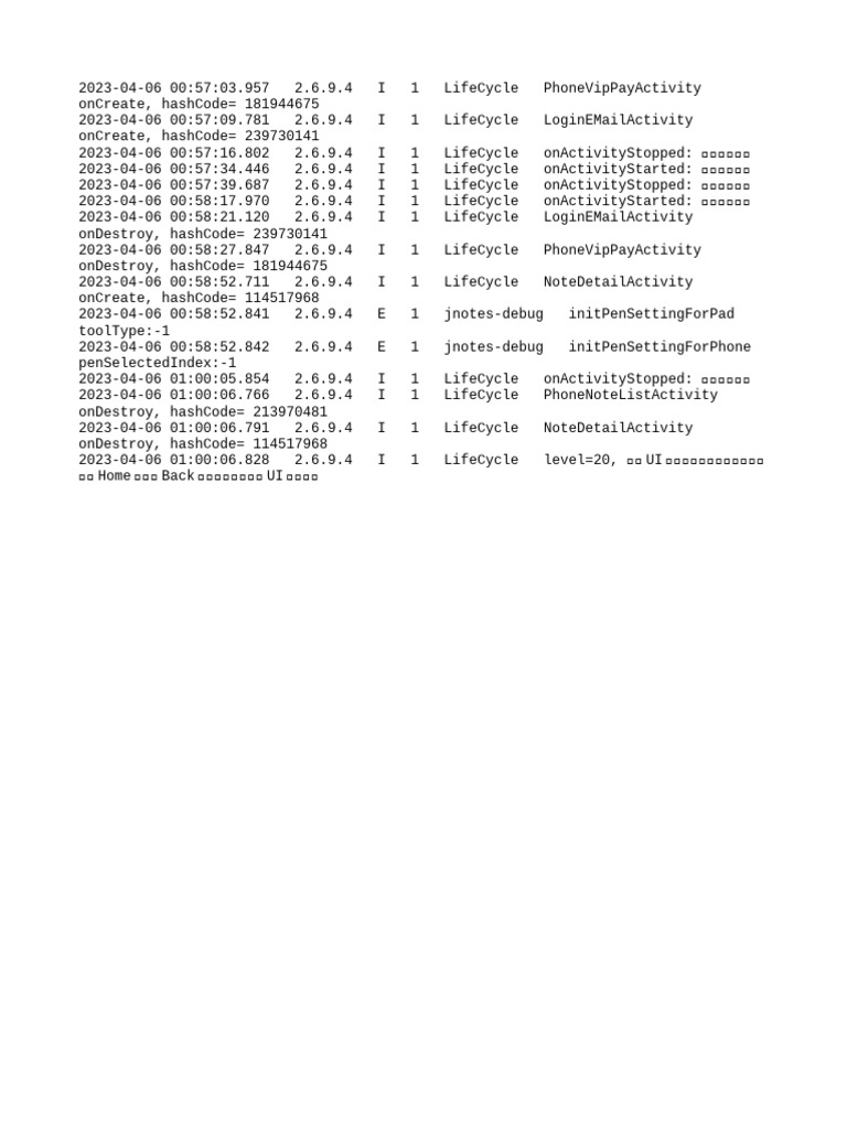 Android Activity Lifecycle Logs | PDF