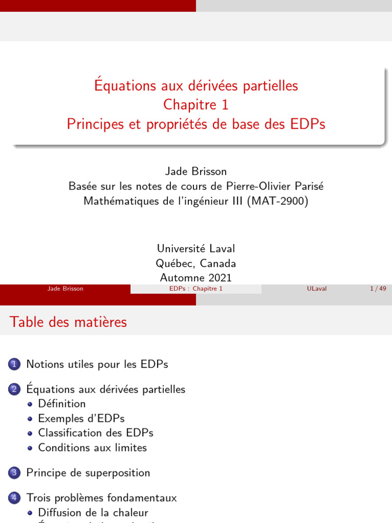 Introduction aux Équations aux Dérivées Partielles | PDF | Équation aux ...