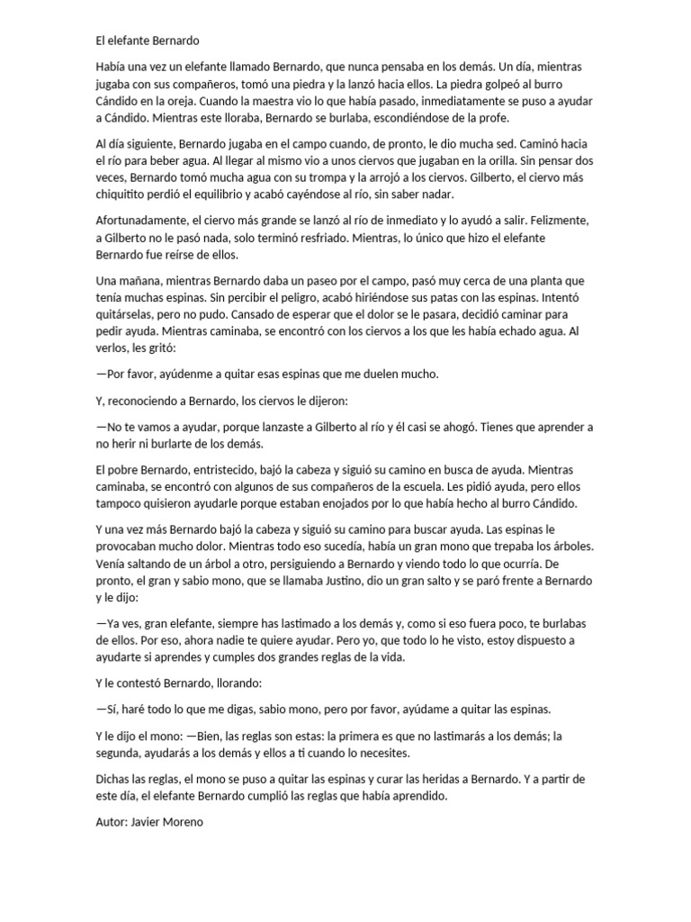 El Elefante Bernardo Cuento Pdf