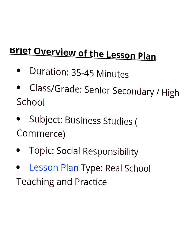 Business Study Commerce Lesson Plan in English-01 | PDF