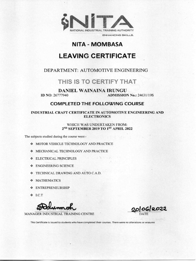 Daniel Irungu NITA2 | PDF