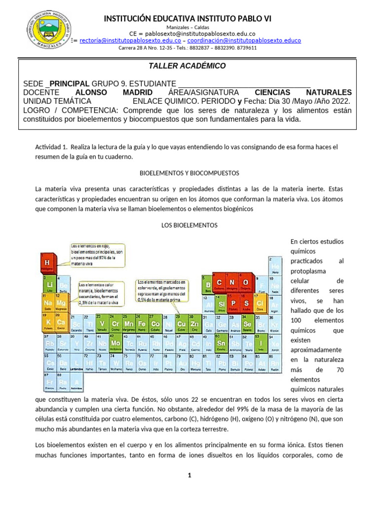Biocompuestos Grado 9 Perfect | PDF | Carbohidratos | Biomoléculas