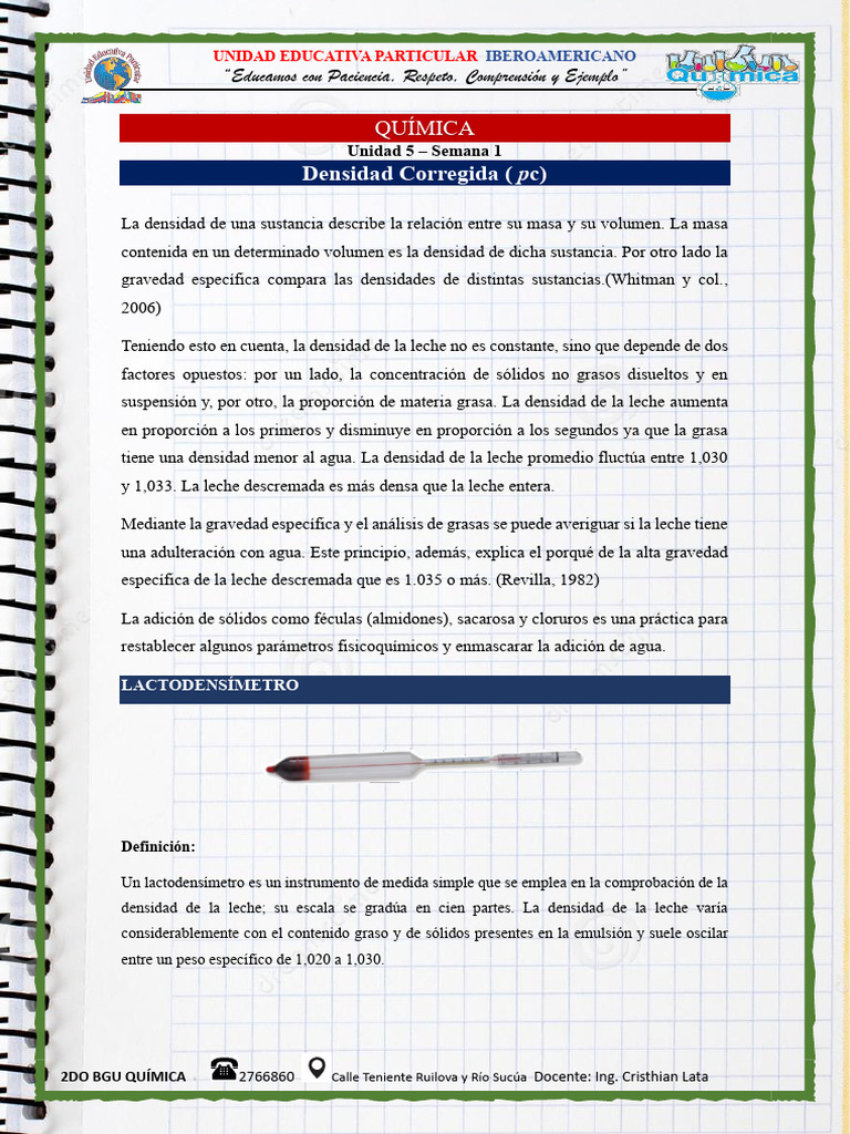U5 S1-Teoría | PDF | Densidad | Leche