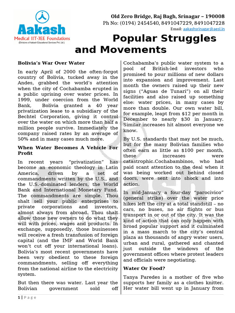 Chapter 5 - Popular Struggles and Movements - Study Material (29-03 ...