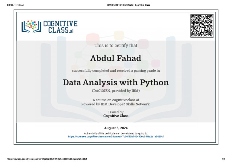 Certificate Dataanalyst Pdf