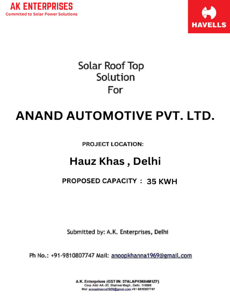 ANAND AUTOMOTIVE PVT. LTD. (1) | PDF | Solar Power | Power Inverter
