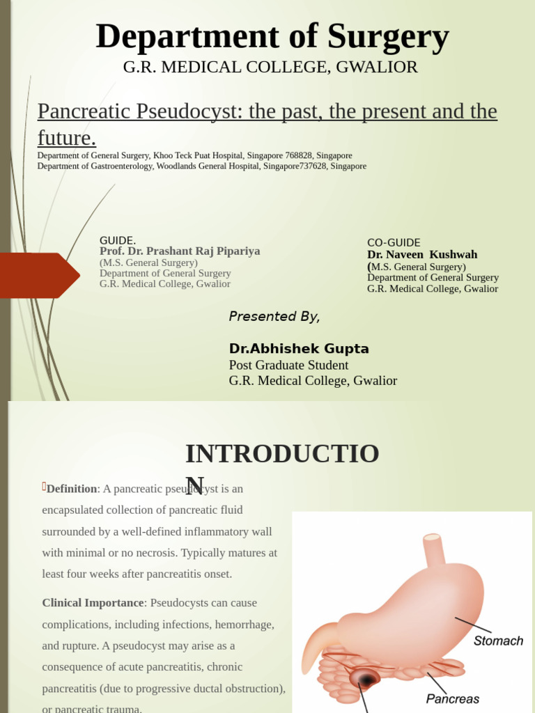 Pancreatic pseudocyst-AG | PDF | Medical Specialties | Clinical Medicine