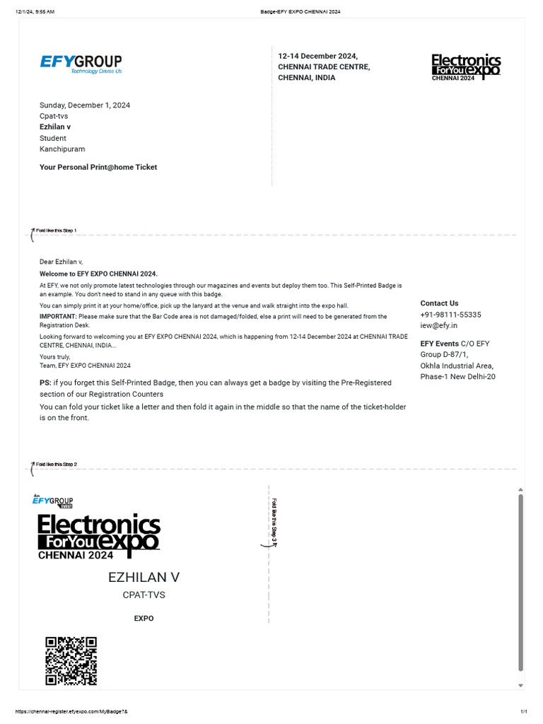 Badge-EFY EXPO CHENNAI 2024 | PDF
