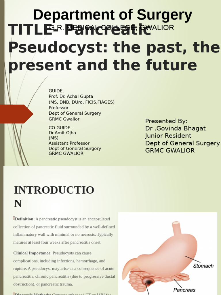 Pancreatic Pseudocyst | PDF | Medical Specialties | Diseases And Disorders