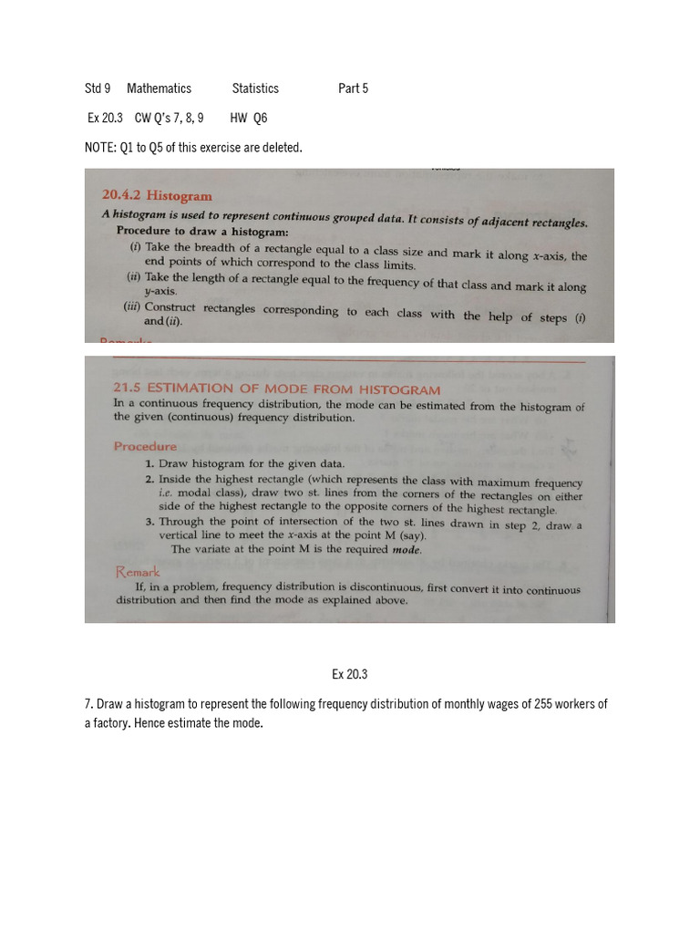 Std 9 Math Statistics Ex 20.3[6-10] Part 5 | PDF