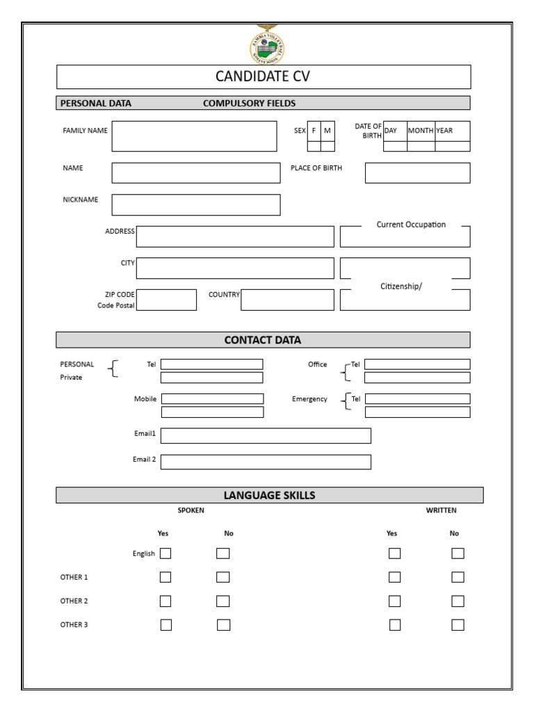 Candidate CV Template for Sports Professionals | PDF