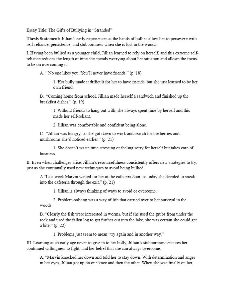 Formal Essay Outline Exemplar | PDF