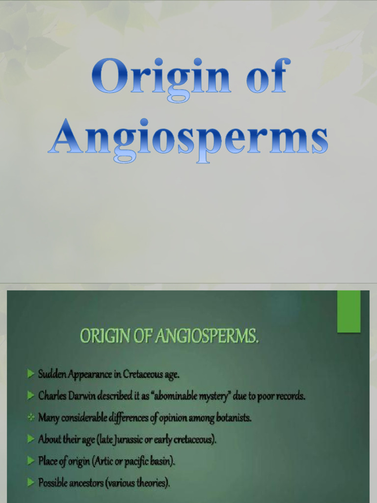 Origin of Angiosperms and Introduction To Taxonomy | PDF | Taxonomy ...