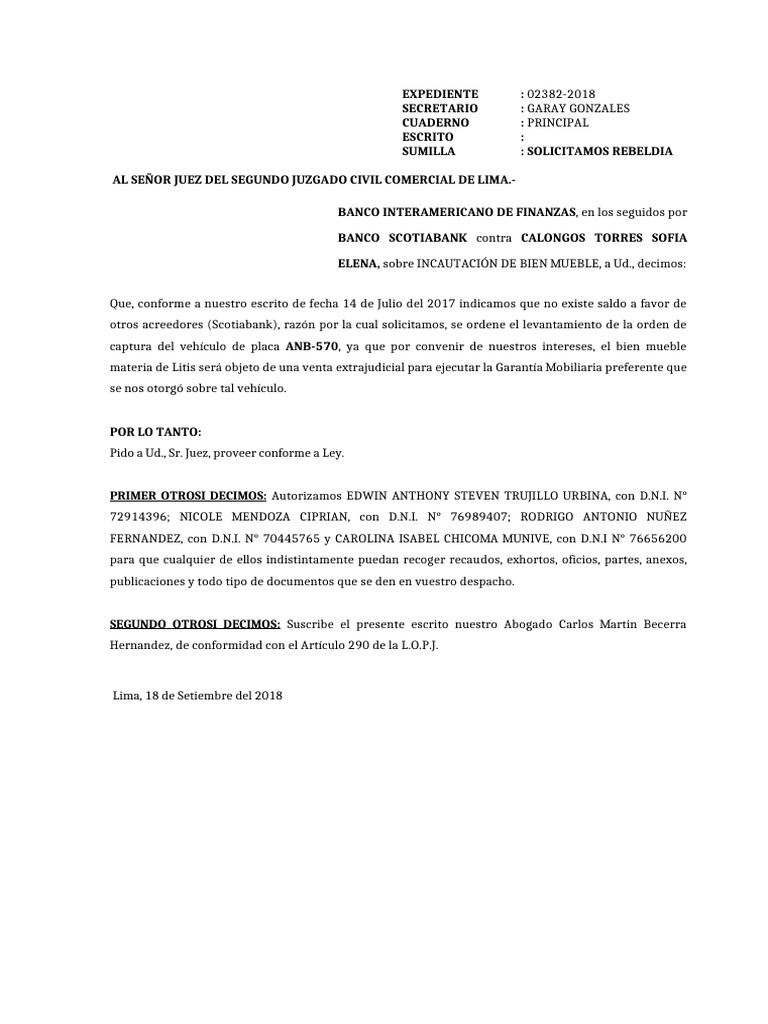 Solicitamos Rebeldia | PDF