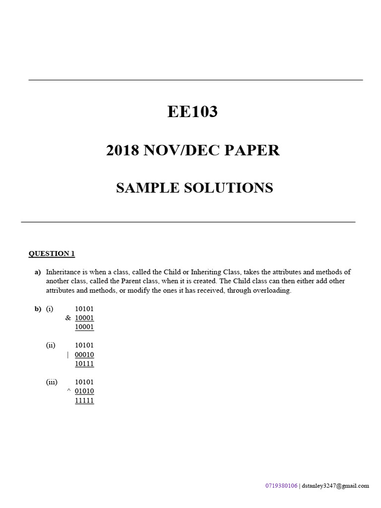 2018 Nov Sample Solutions | PDF | Data Type | Computer Data