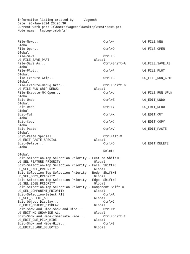 NX Shortcuts | PDF | Software | System Software