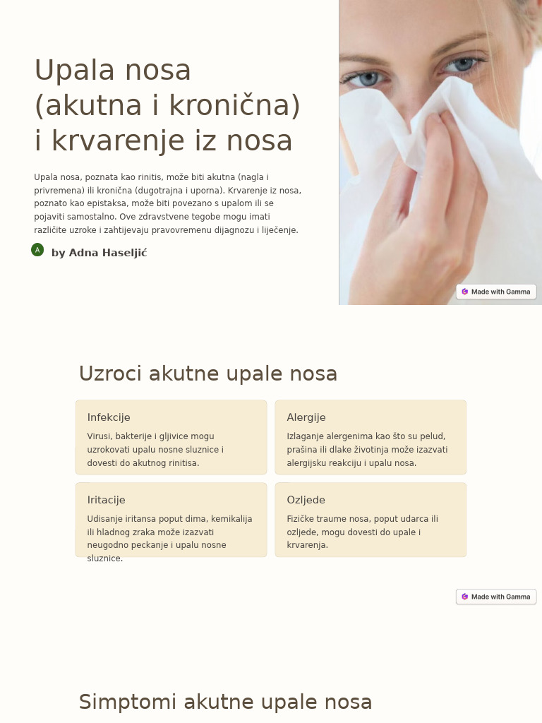 Upala Nosa Akutna I Kronicna I Krvarenje Iz Nosa | PDF