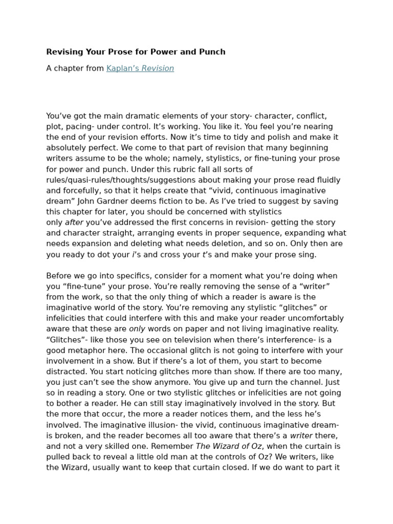 Fine-Tuning Prose for Impact | PDF | Sentence (Linguistics ...