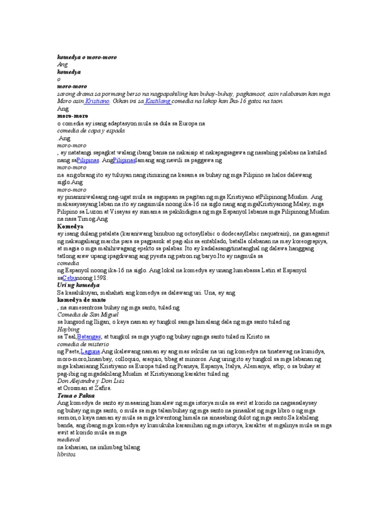 Komedya o Moro | PDF