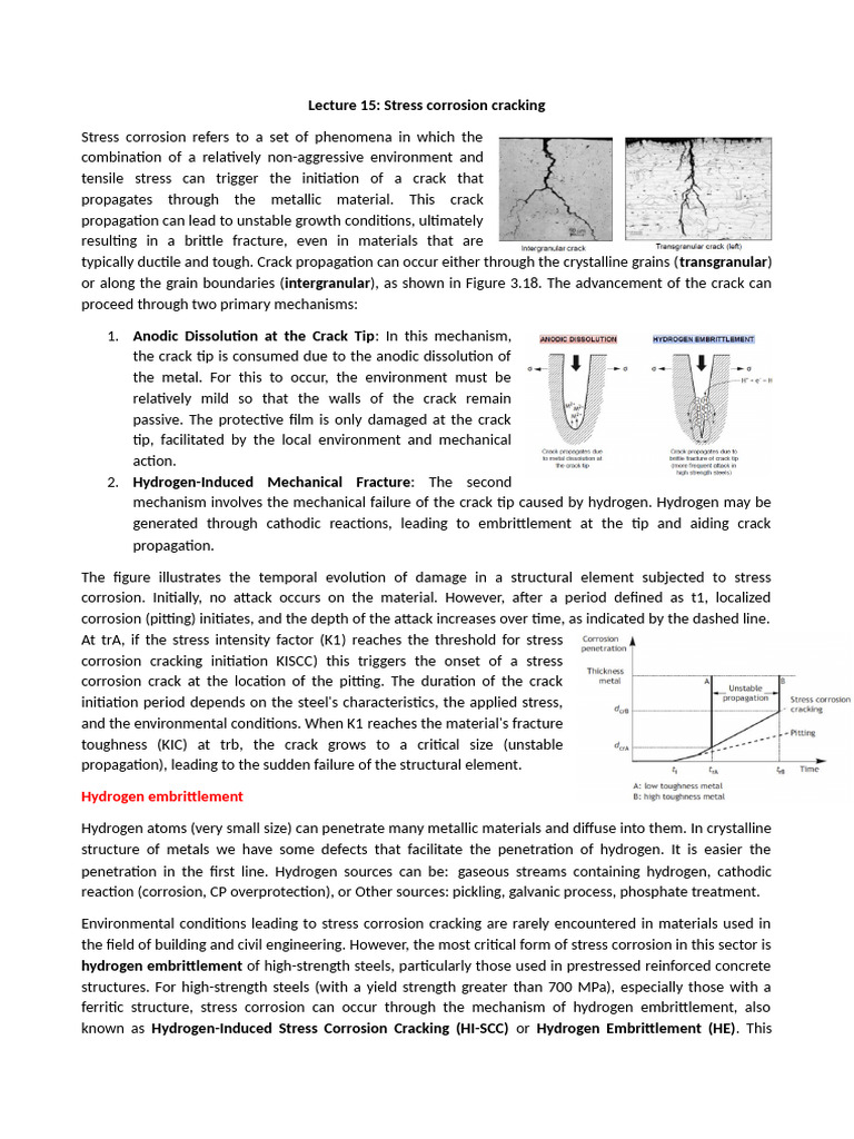 Lecture15 - Stress Corrosion Cracking | PDF | Fracture | Corrosion