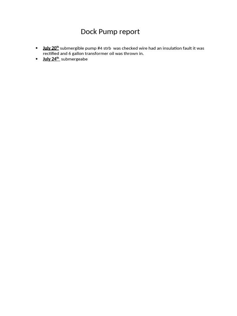 Dock Pump Report | PDF