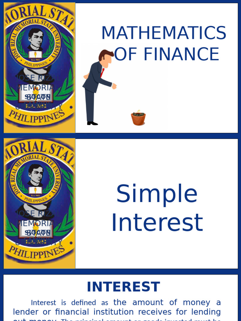Mathematics of Finance: Interest Concepts | PDF | Interest | Debt