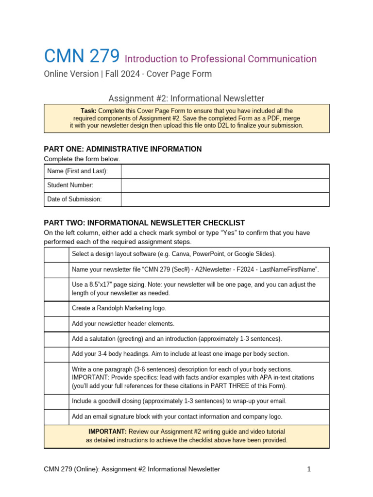 CMN 279 (Sec#) - A2 - F2024 - LastNameFirstName3 | PDF | Computing