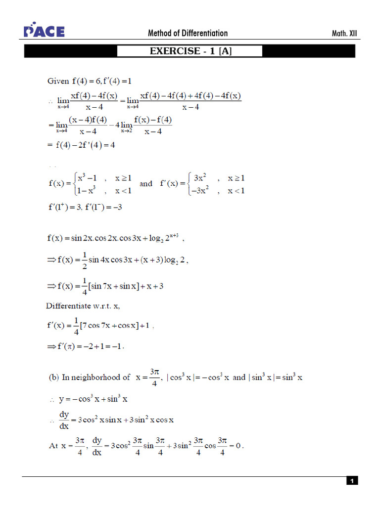 Method of Differentiation for Math XII | PDF | Subtraction | Differential Calculus