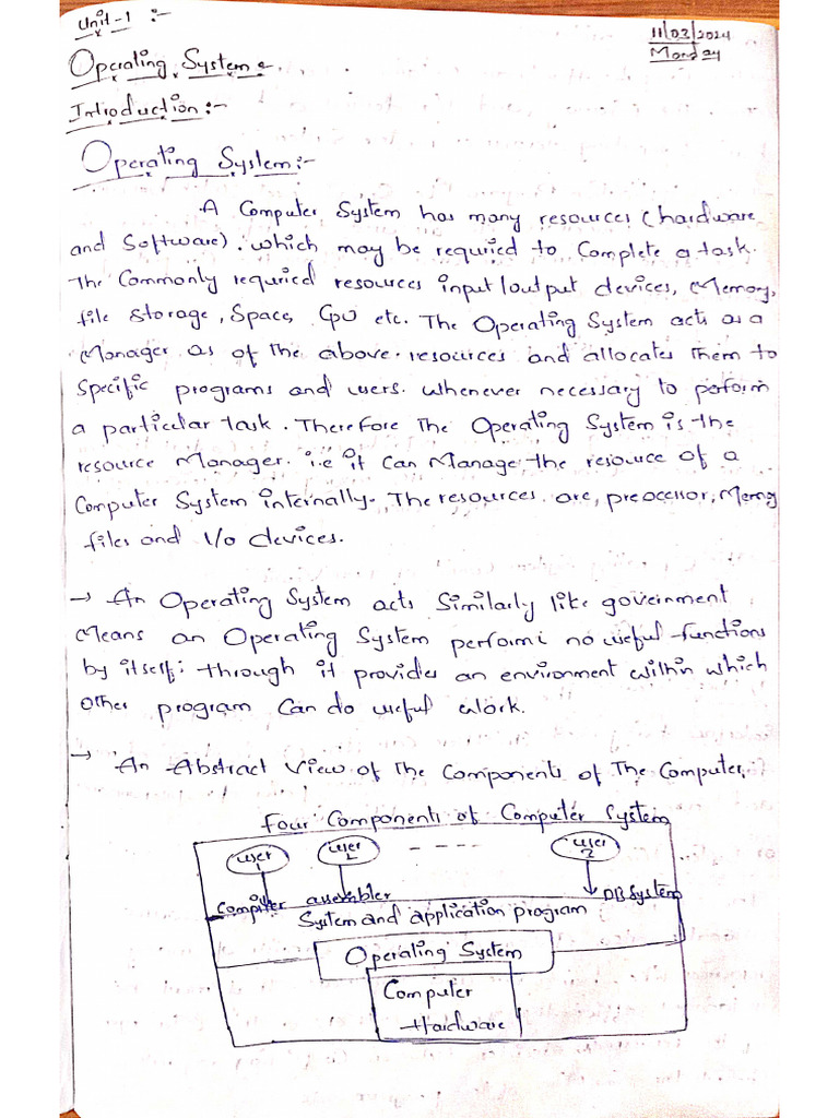 OS Unit 1. (Written Notes) | PDF