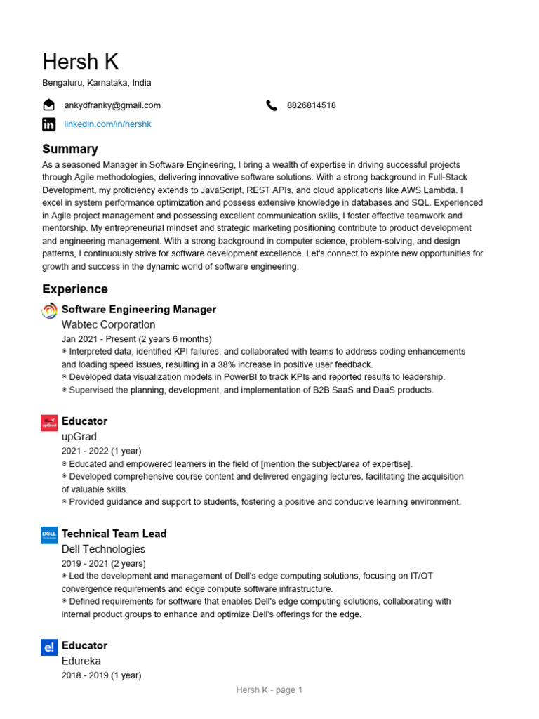 Linkedin Profile Harsh Kumar Pdf Software Software As A Service