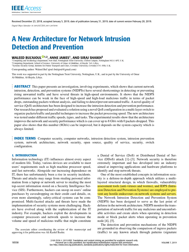 A New Architecture For Network Intrusion Detection and Prevention | PDF | Quality Of Service ...