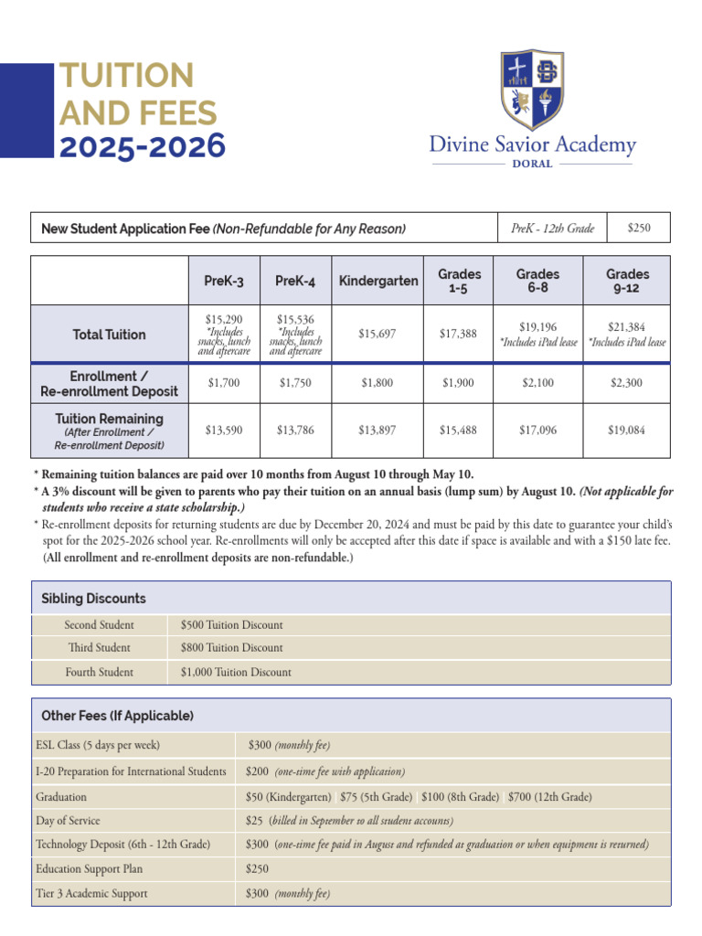 Doral Academy Tuition and Fees 2025-2026 | PDF | Fee | Tuition Payments
