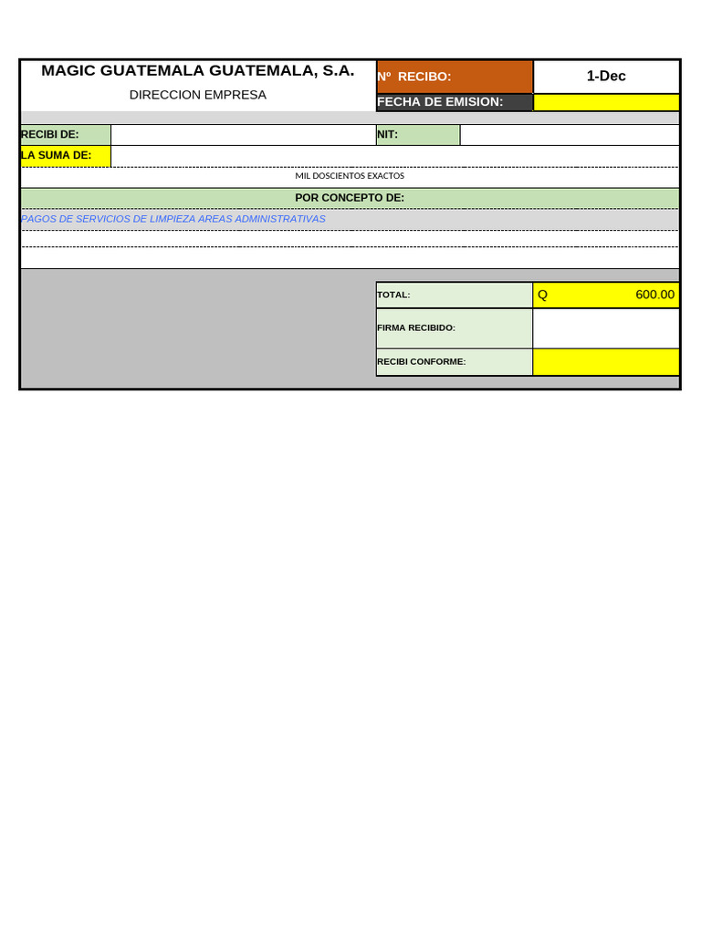 Recibo de Pago Corriente Formato | PDF