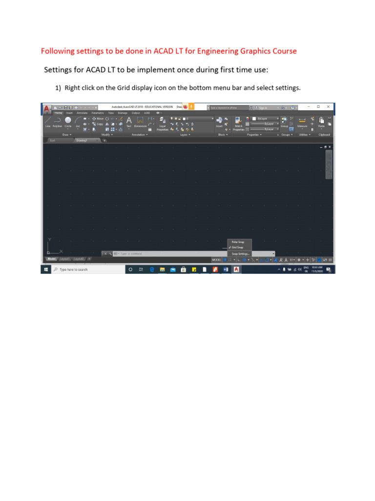 Initial Settings ACAD | PDF