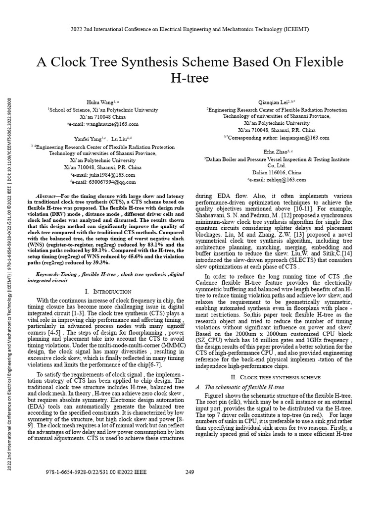 A Clock Tree Synthesis Scheme Based On Flexible H-Tree | PDF ...