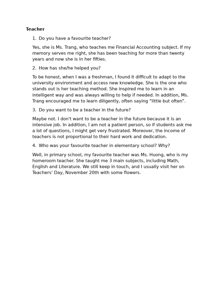 Teacher - Part 1 | PDF