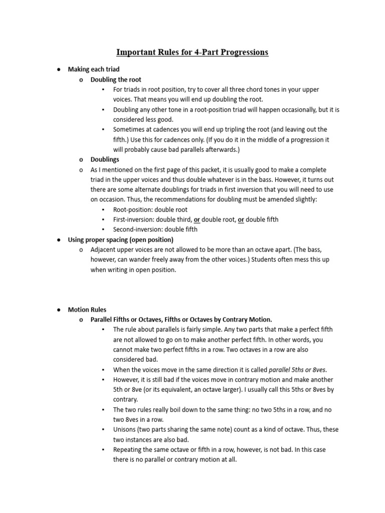 Important Rules For 4-Part Writing | PDF | Musical Compositions | Melody