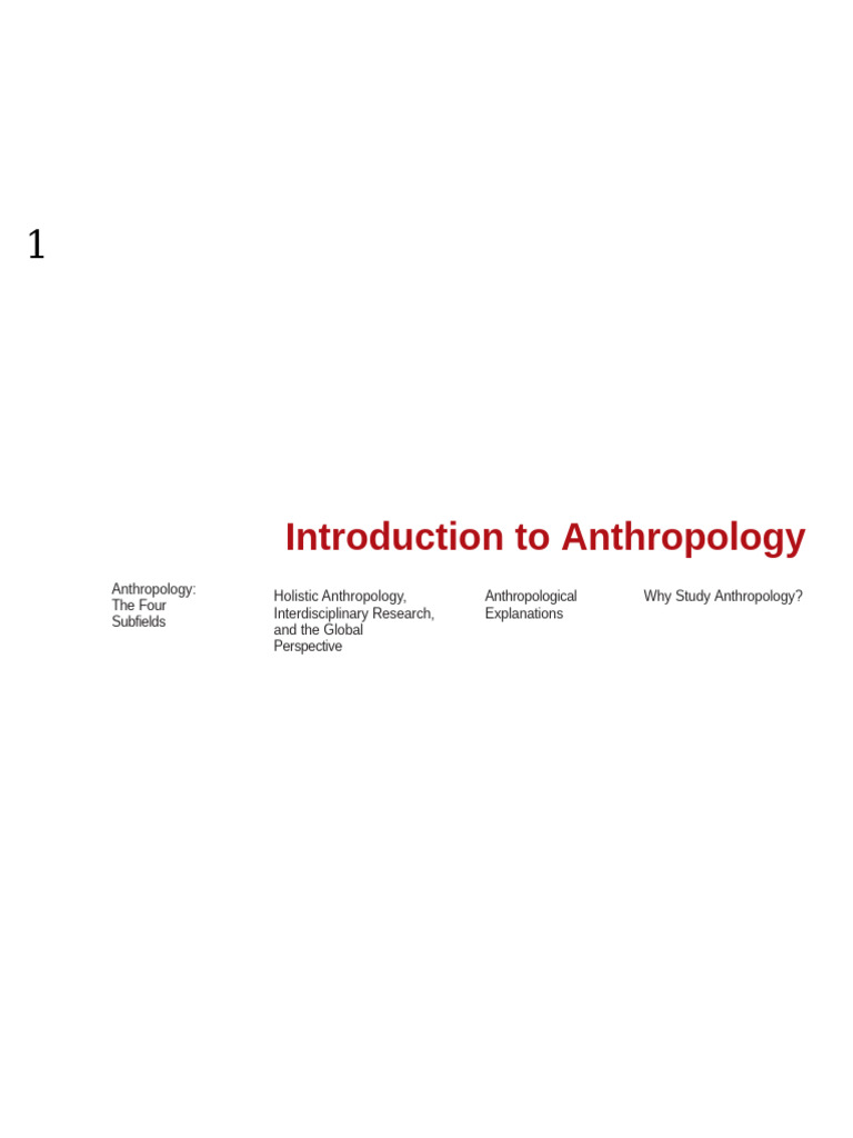 1 Introduction To Anthropology | PDF | Anthropology | Archaeology