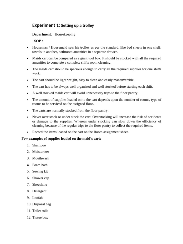 Experiment - 1 Setting Up Trolley | PDF