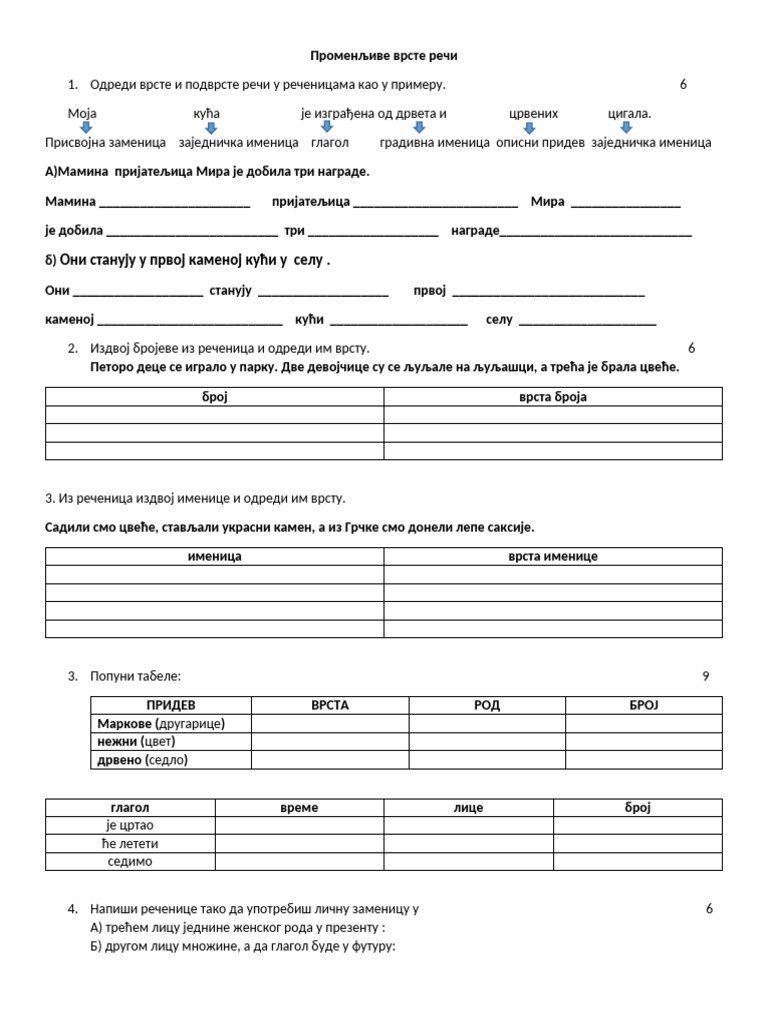 Promenljive Vrste Reci 1 | PDF