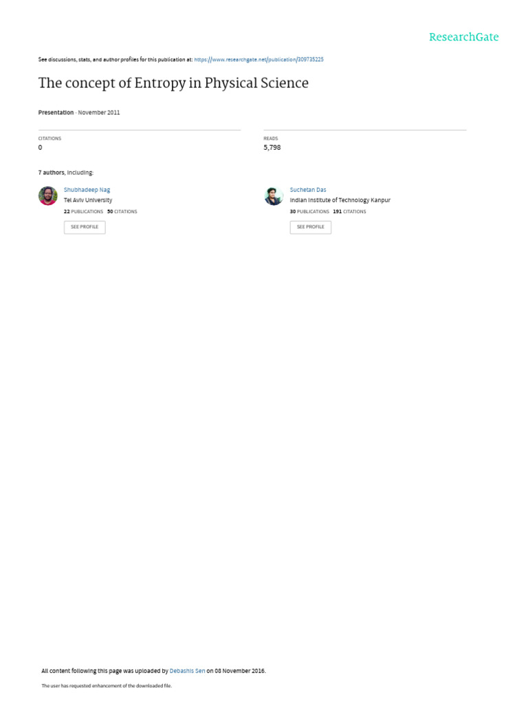 The Concept of Entropy | PDF | Entropy | Thermodynamics